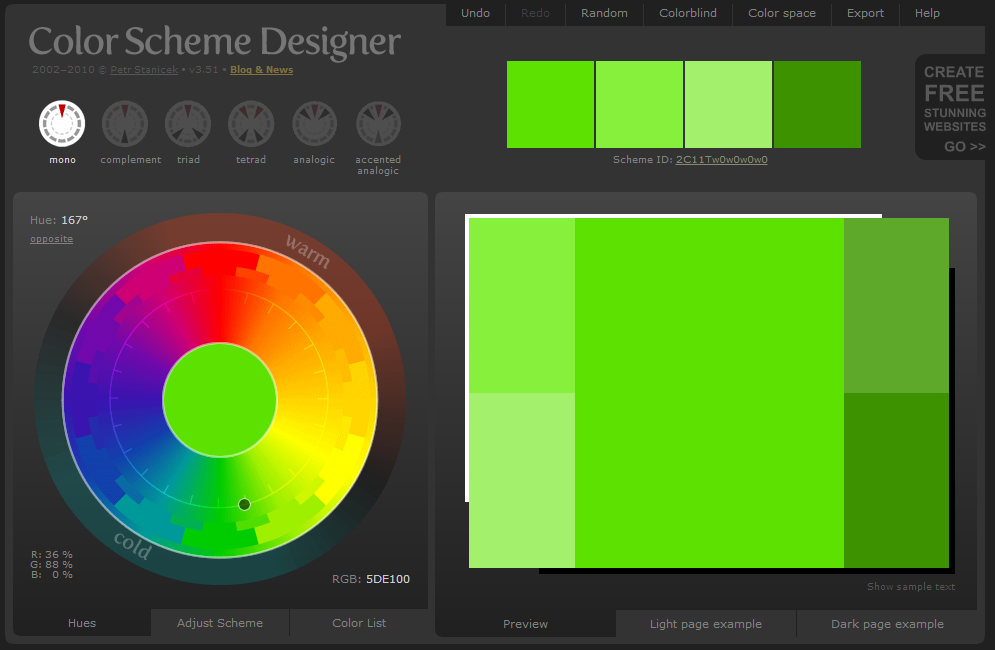 Vyberte snadno kombinace barev s Color Scheme Designer - GeekLife